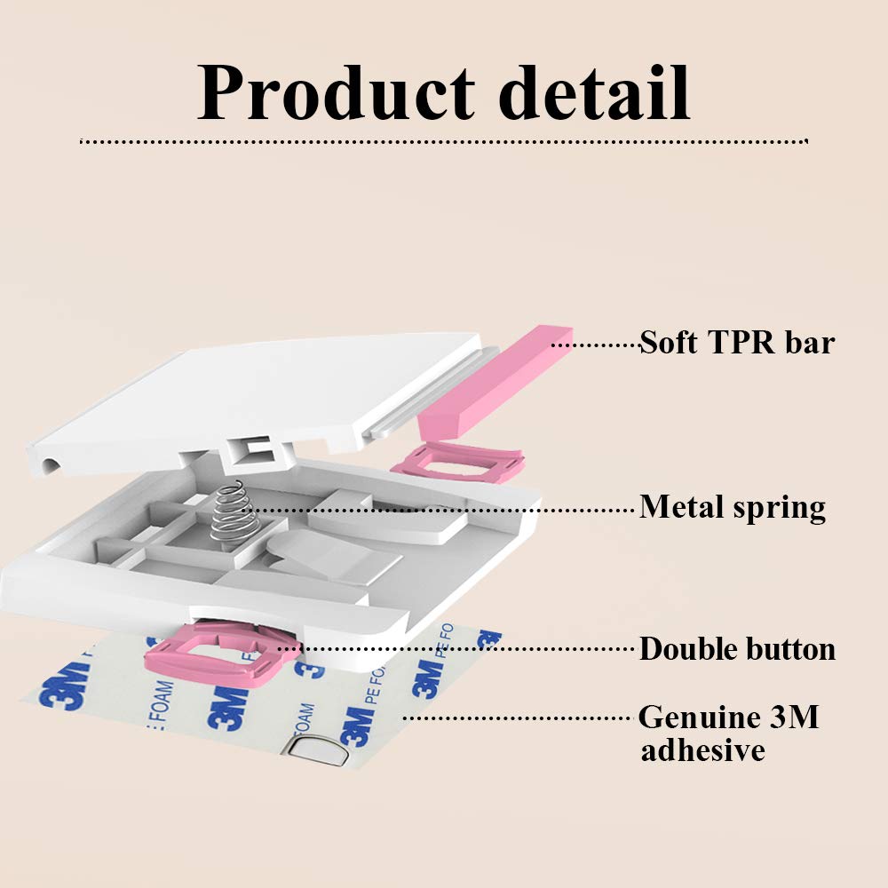Kelamayi Sliding Door Lock for Child Safety 4 Pack Childproof Safety Lock Upgraded for Cabinet Closet Cupboard Bathroom Kitchen Doors Windows,3M Adhesive No Drilling