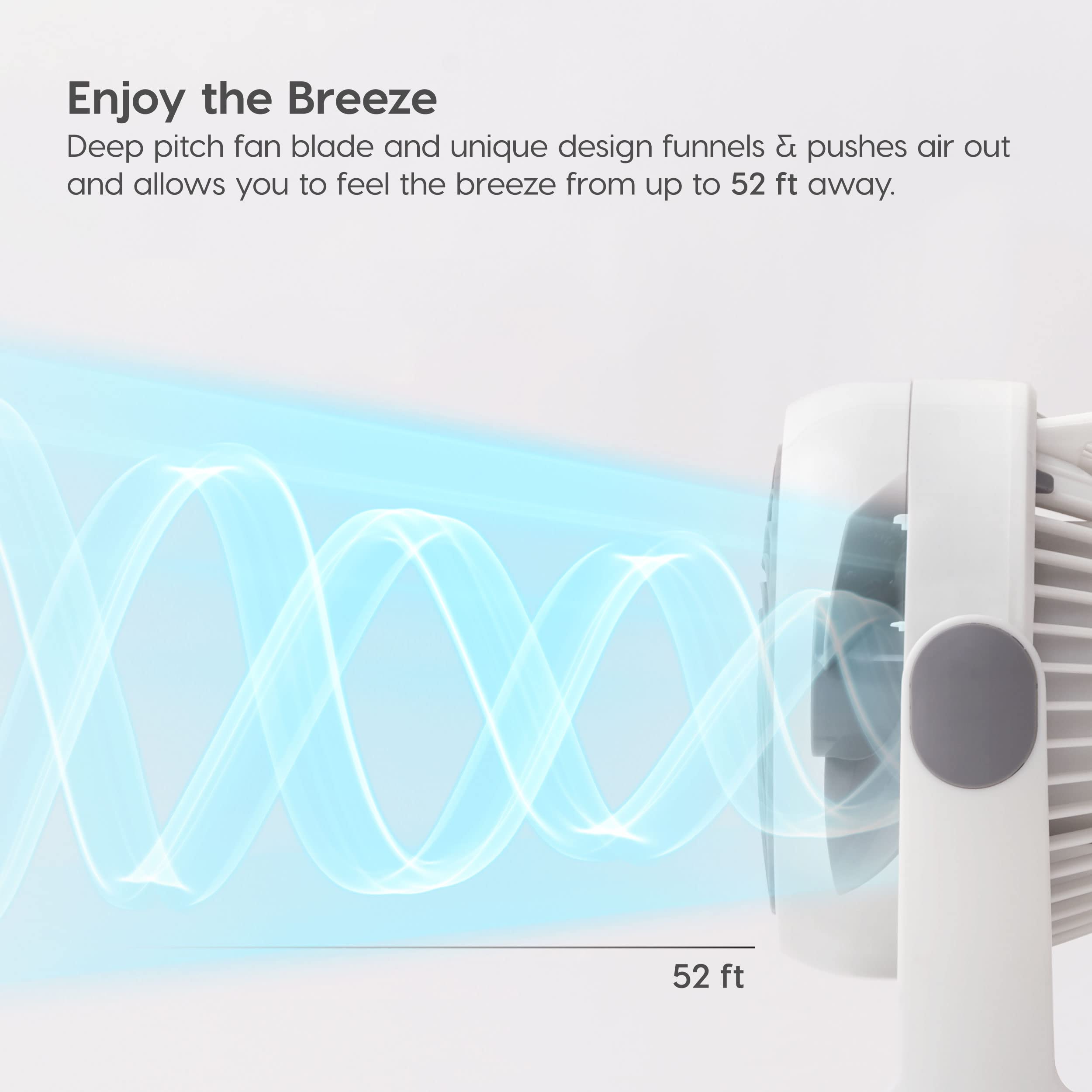 IRIS USA WOOZOO Oscillating Fan, Vortex Fan, Air Circulator, Desk Fan, Portable Fan, 3 Speed Settings, 6 Tilting Head Settings, 52ft Max Air Distance, Medium, Black
