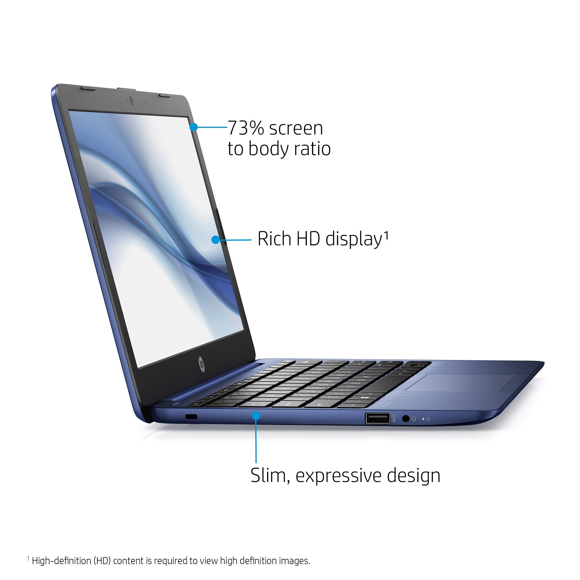 HP Stream Laptop Intel N4000 4GB 64GB eMMC 14-Inch WLED Win 10 S Mode (Renewed)