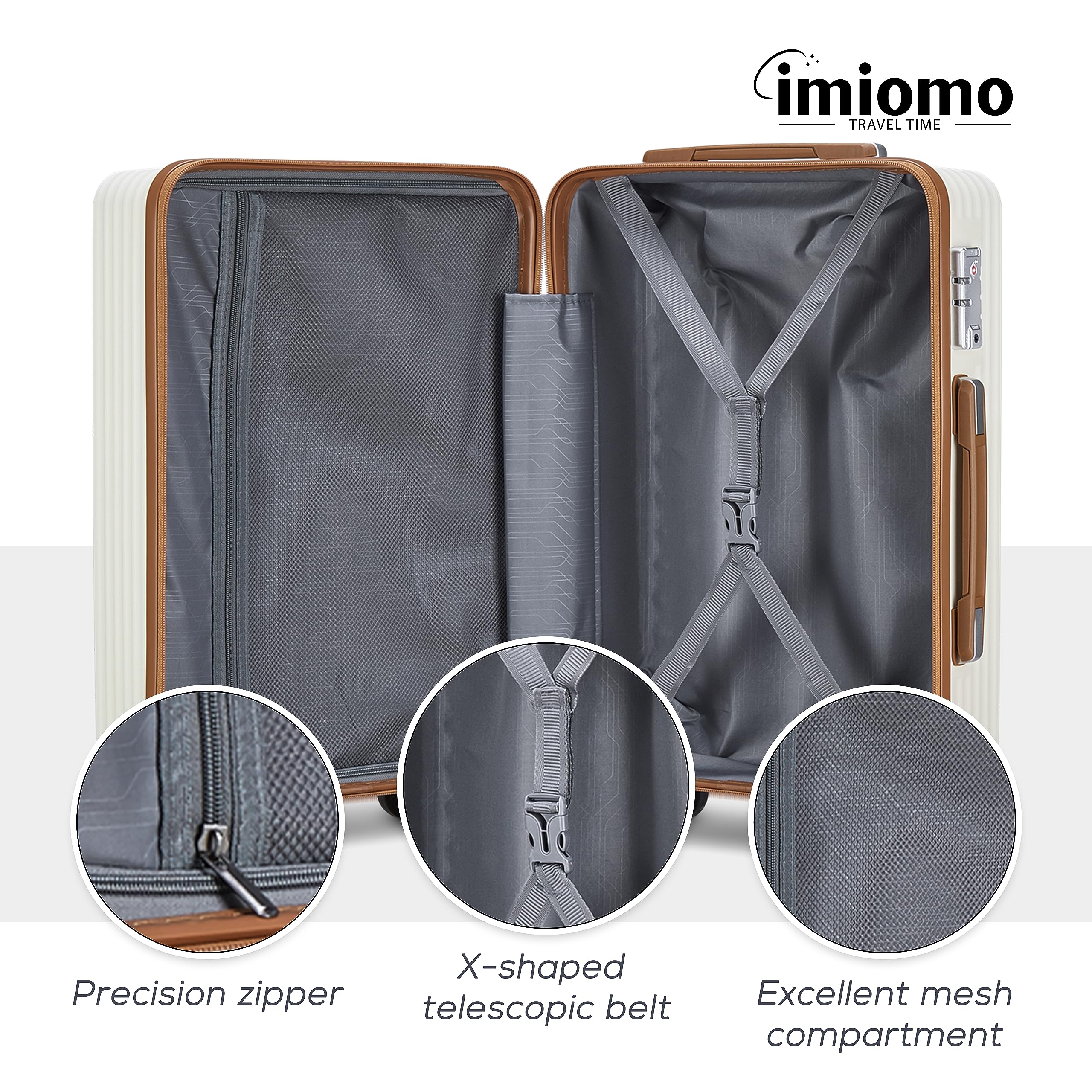 imiono Luggage Sets 3 Piece,Expandable Hardside Suitcase Set with Spinner Wheels,Lightweight Travel Luggage set with TSA Lock(20/24/28,White)