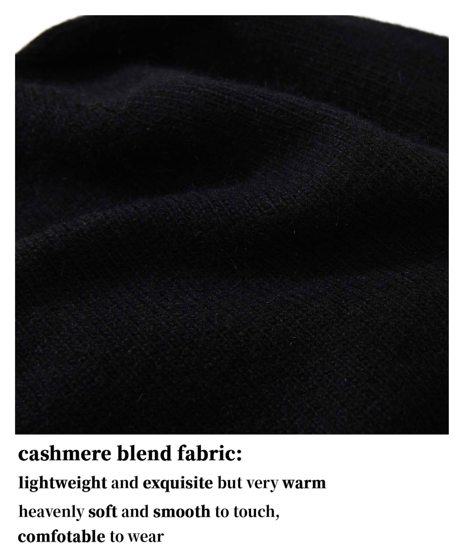 jaxmonoy Winter Knit Beanie Hats for Women ,Cashmere Wool Blend Warm Soft Skully Knitted Slouchy Beanies Cap Hat - Black