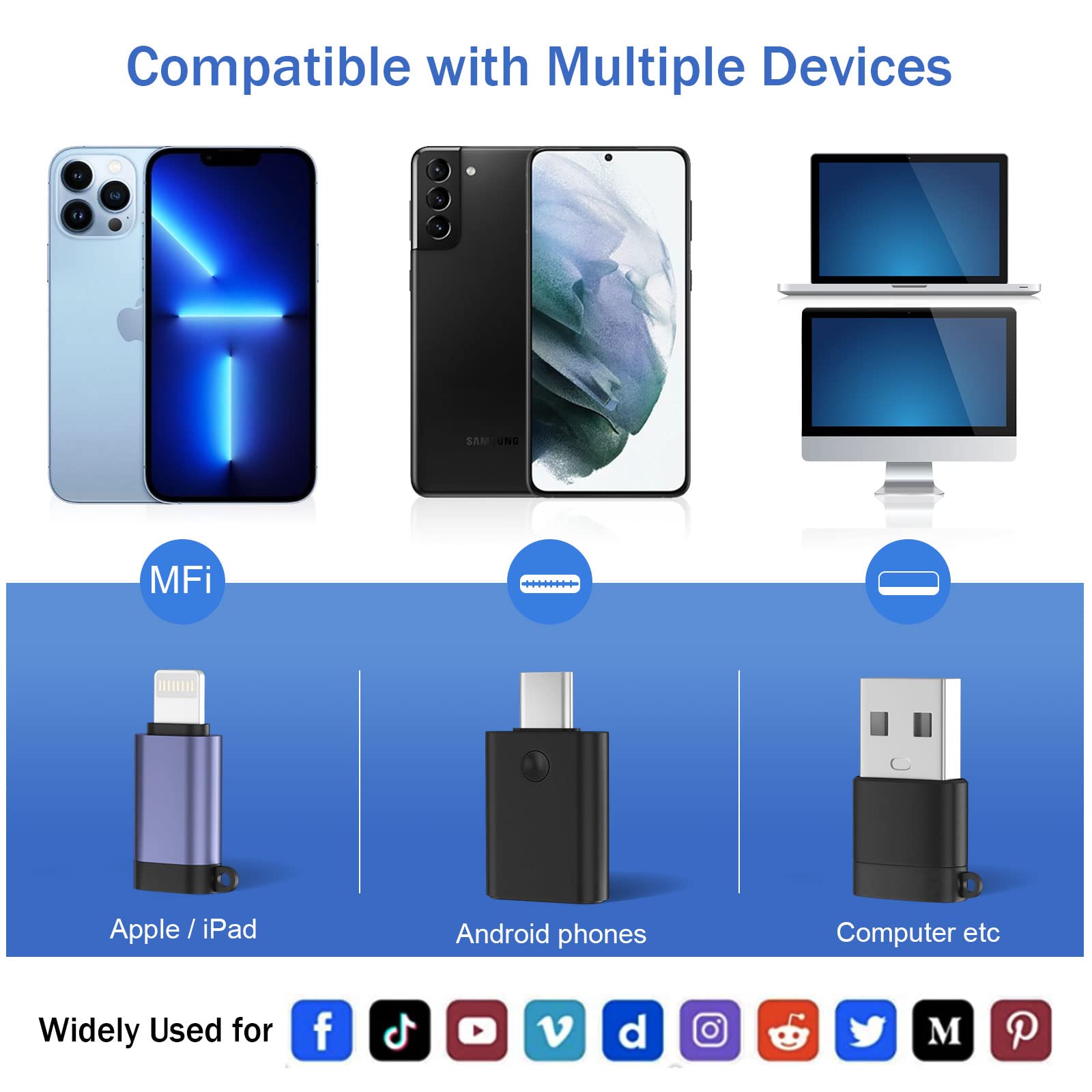MUSICOZY Wireless Lavalier Microphone, Mini Mic for iPhone iPad, Android, PC Devices, Lapel Clip-on Microphone for Video Recording, YouTube, Facebook Live Stream, Noise Reduction Auto-Sync