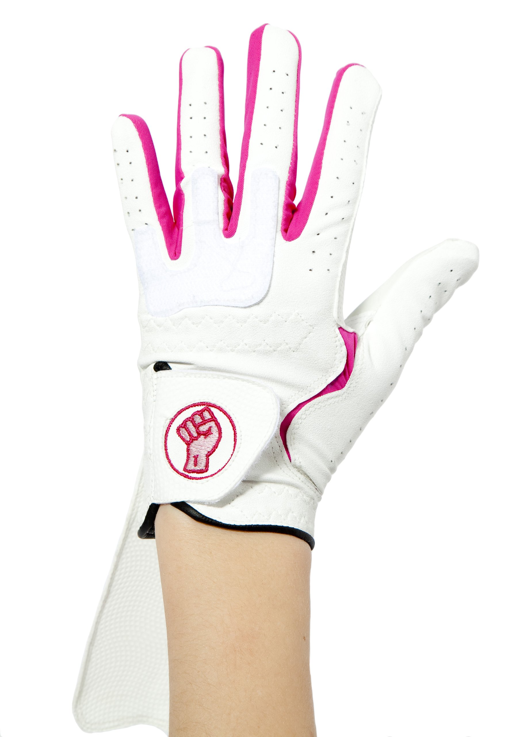 Grip-Par women’s golf glove for training recommended by PGA Professionals– R&A Approved – Extra Large – Right hand – Synthetic Leather - White/Pink Trim