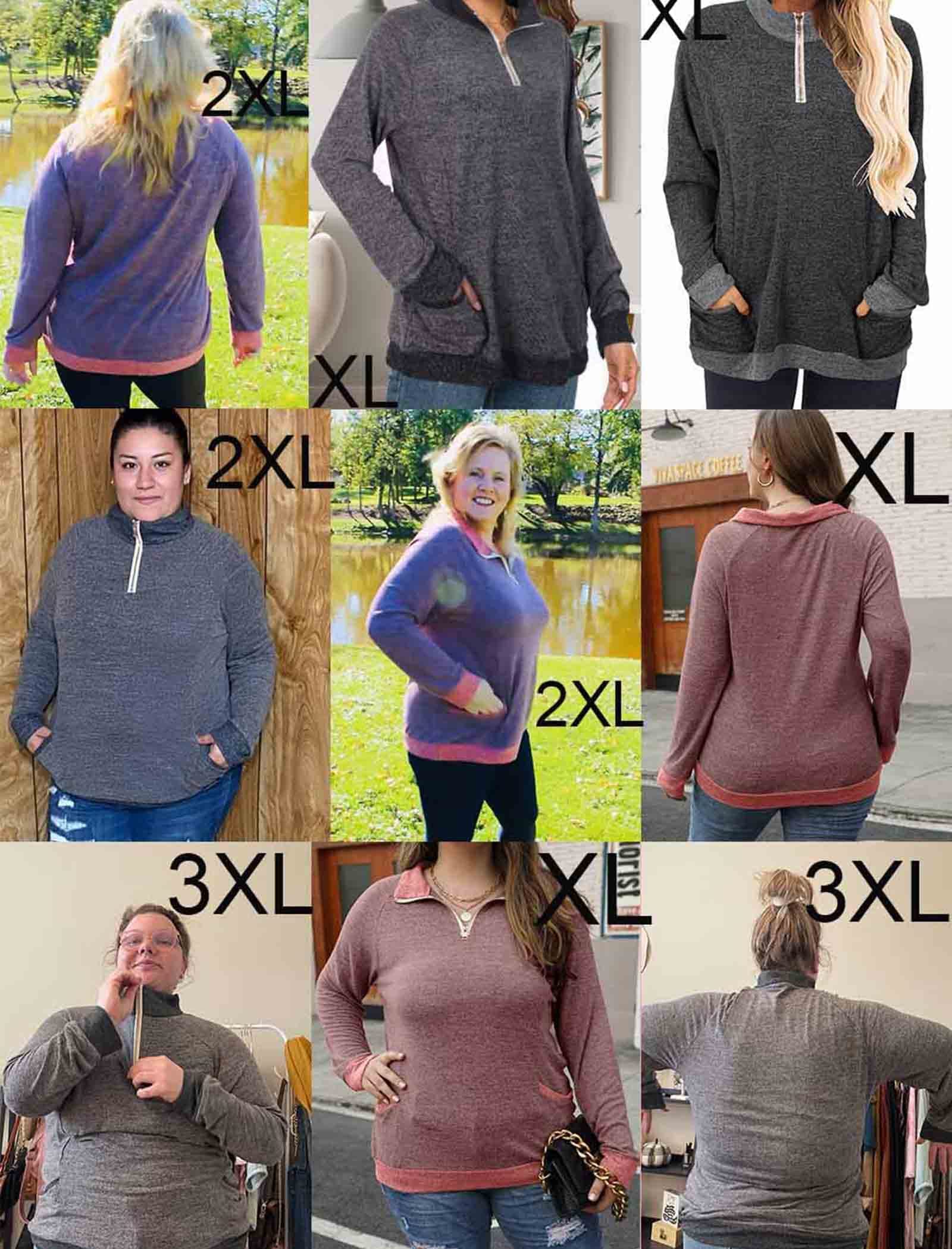 KIMSOONG Plus Size Sweatshirts for Women Quarter Zip Pullover Women Color Block Long Sleeve Oversized Tops Dark Gray