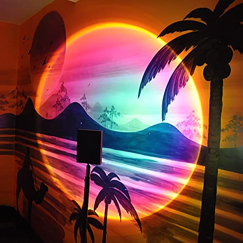 Juzhiya 360° Rotation Raibow Lamp Projector, USB Charging Rainbow Light Projection, Romantic Projector Night Light Led Lamp for Photography Selfie Home Living Room Bedroom Studio Decor (Raibow)