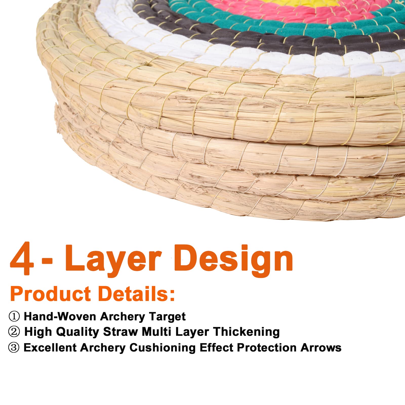 KQSNBG Traditional Straw Archery Target 4 Layers 20 inch - Hand Made Round Solid Straw Archery Targets，Archery Arrow Target for Outdoor Shooting Practice