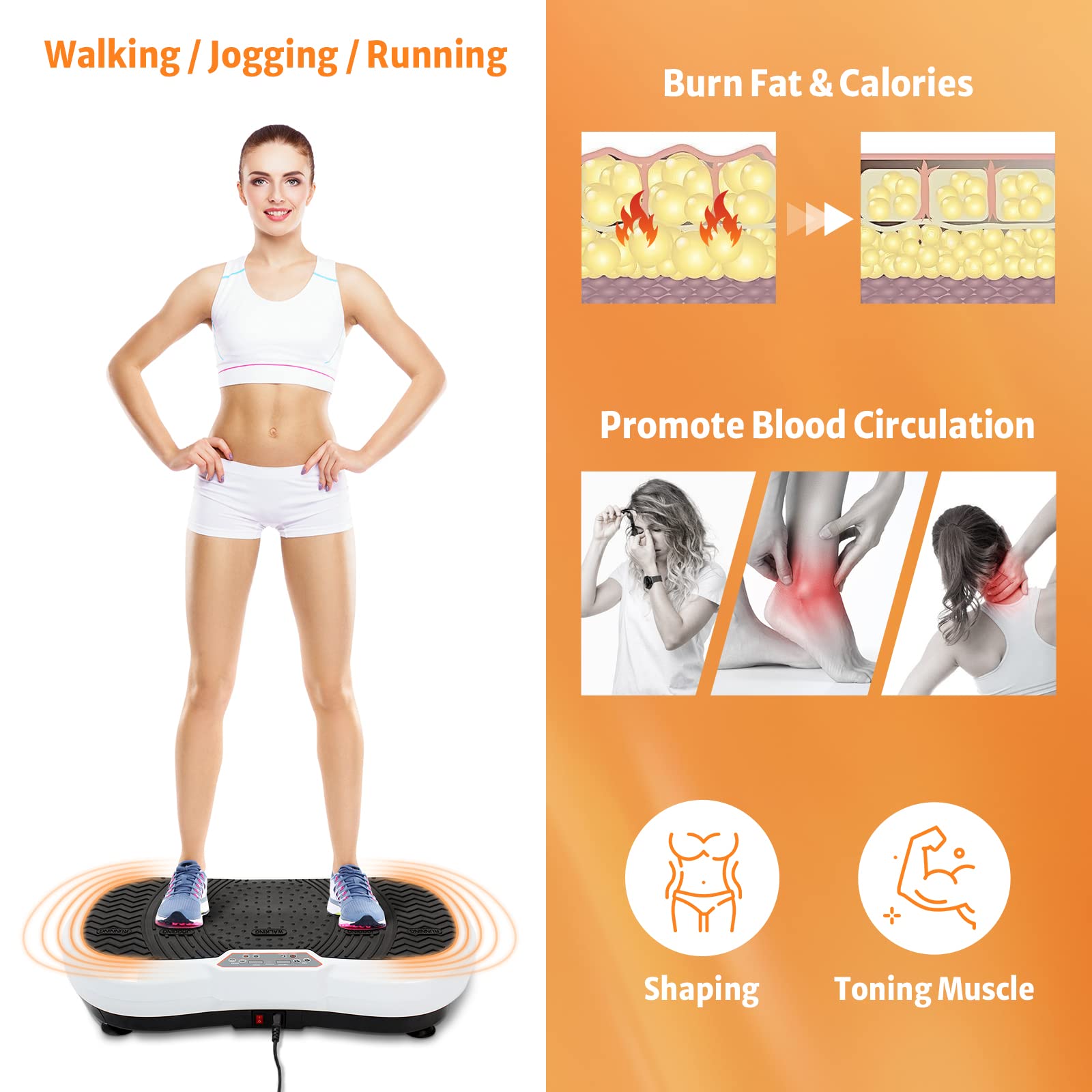 Leogreen Vibration Plate Exercise Machine 180 Levels, Vibrating Fitness Platform with 2 Resistance Bands, Whole Body Exercise Equipment Workout Trainer for Home Office, Maximum Weight 330lbs