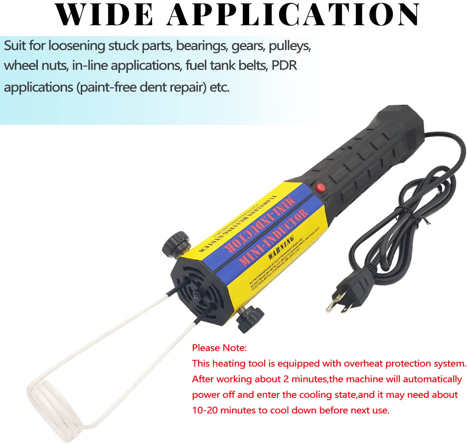 JWGUTS Induction Heater with 10 Pieces Coils 1000W 110V Magnetic Automotive Flameless Heating Handheld Bolt Removal Rusty Screw Removing Tool