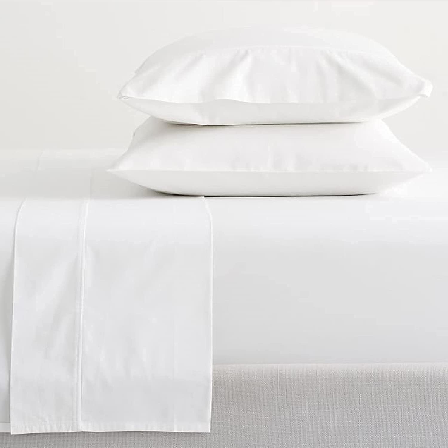 King Sheet Set 600 Thread Count, 100% Cotton Hotel Luxury Bed Sheet Set-4 Pieces Sheet & Pillowcase Set Ultra Soft Linens with 16" Deep Pocket Breathable & Durable (King, Pure White)