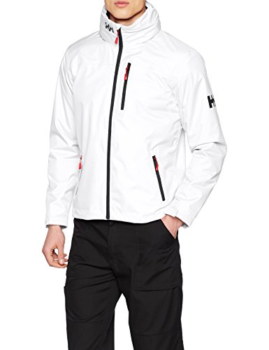 Helly Hansen Men's Crew Hooded Midlayer Fleece Lined Waterproof Raincoat Jacket, 001 White, XX-Large