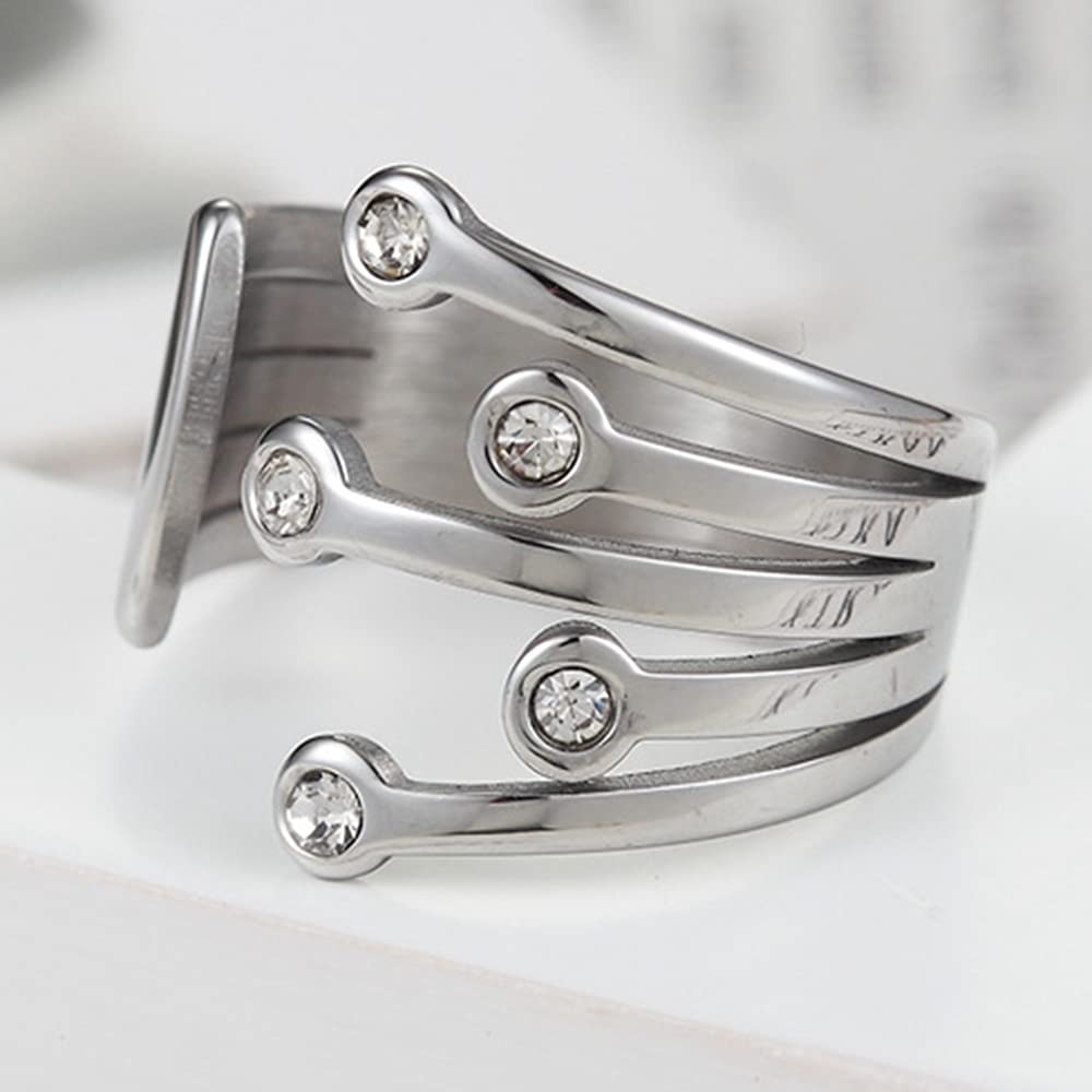 Jude Jewelers Stainless Steel Snail Style Open Adjustable Size Wedding Statement Promise Anniversary Cocktail Party Ring (Silver, 9)