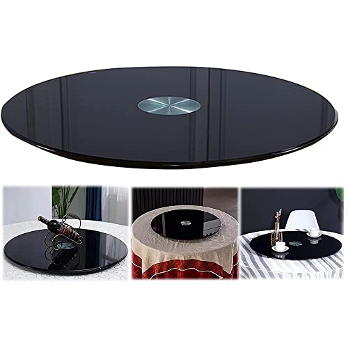 Lazy Susan Tray for Dining Table, Tempered Glass Swivel Plate, 360° Rotating Serving Platter, Home Hotel Table Round Serving Plate, 60cm 70cm 80cm 90cm 100cm, Black (Size : 70cm/28in)