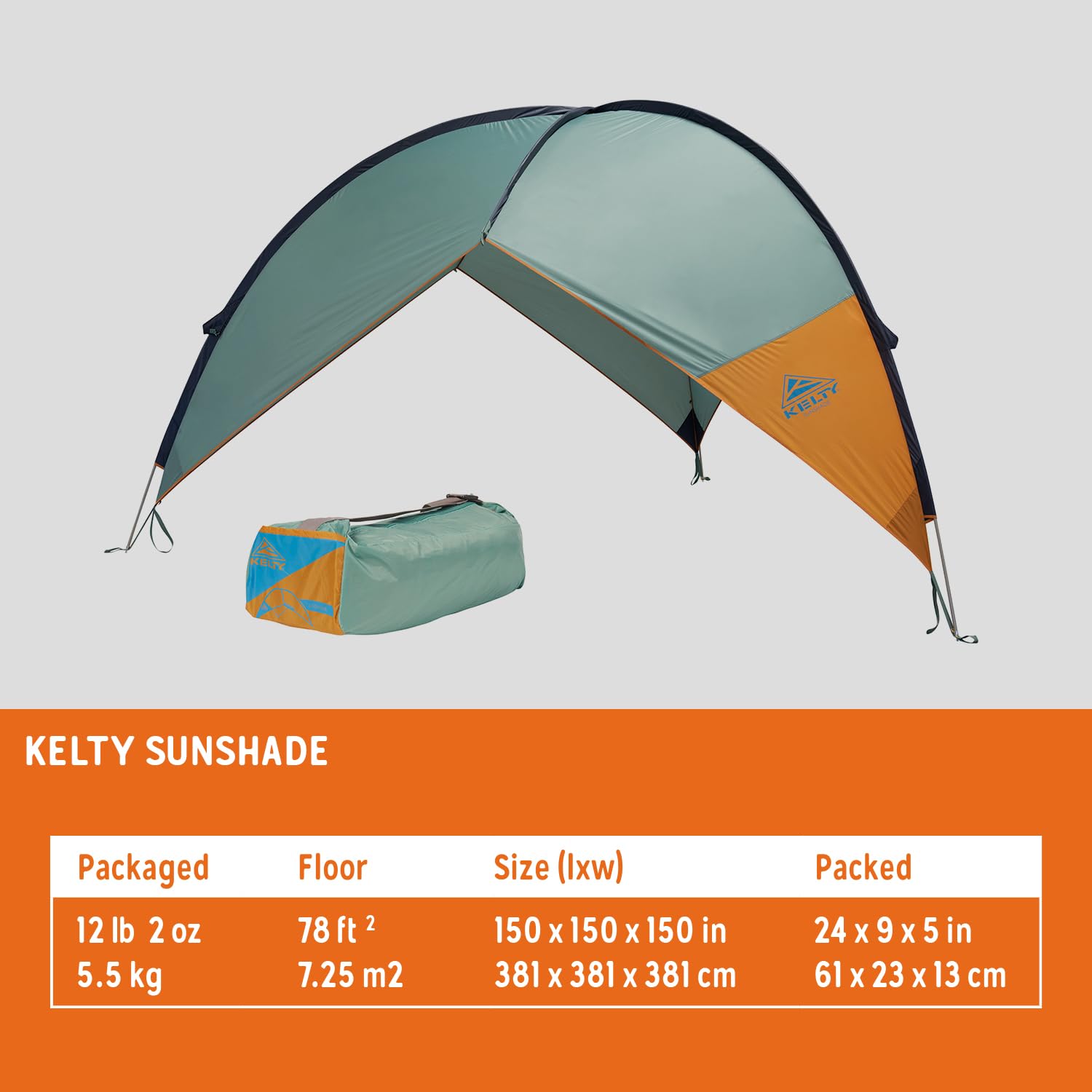 Kelty Sunshade β Pop Up Portable Shade UV Shelter for Beach Trips, Soccer Games, Backyard, Camping, Adjustable Side Wall, Wind Protection, Huge Interior Space, 2024 Model (Malachite)
