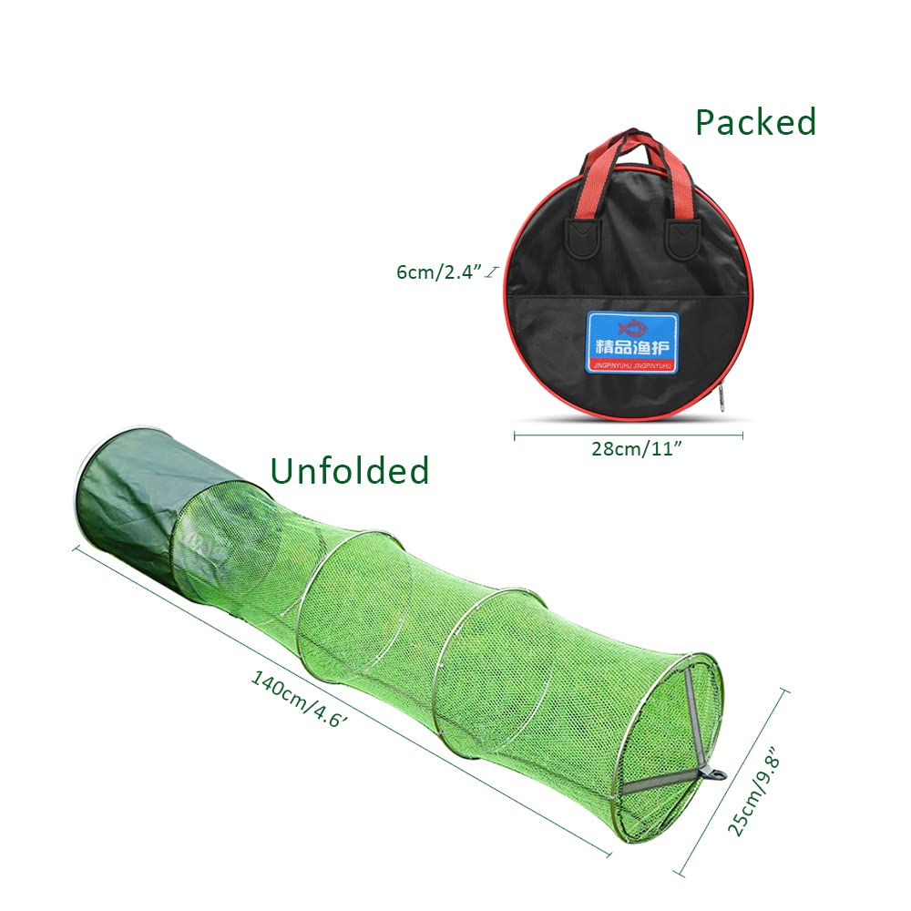 Kangdun Collapsible Fish Keeping Net - Rubberized Mesh Fishing Basket - Foldable Fish Live Well for Dock & Kayak - Keep Bait and Fish Alive