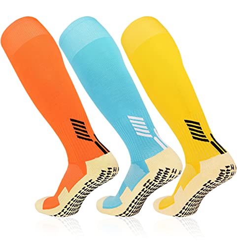 MENDENG Moisture Wicking Soccer Socks Men Anti Slip Athletic Grip Socks 3 Pairs
