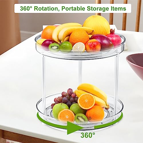 Lazy Susan Turntable Organizer, 2 Tier Clear Lazy Susan Cabinet Organizer for Kitchen, Pantry, Bathroom, Table, Fridge, Cupboards, Counter Organizing,10.6" Round (2 Tier Clear)
