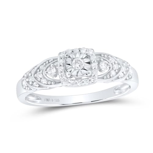 Jewels By Lux Sterling Silver Round Diamond Heart Bridal Wedding Engagement Ring 1/5 Cttw