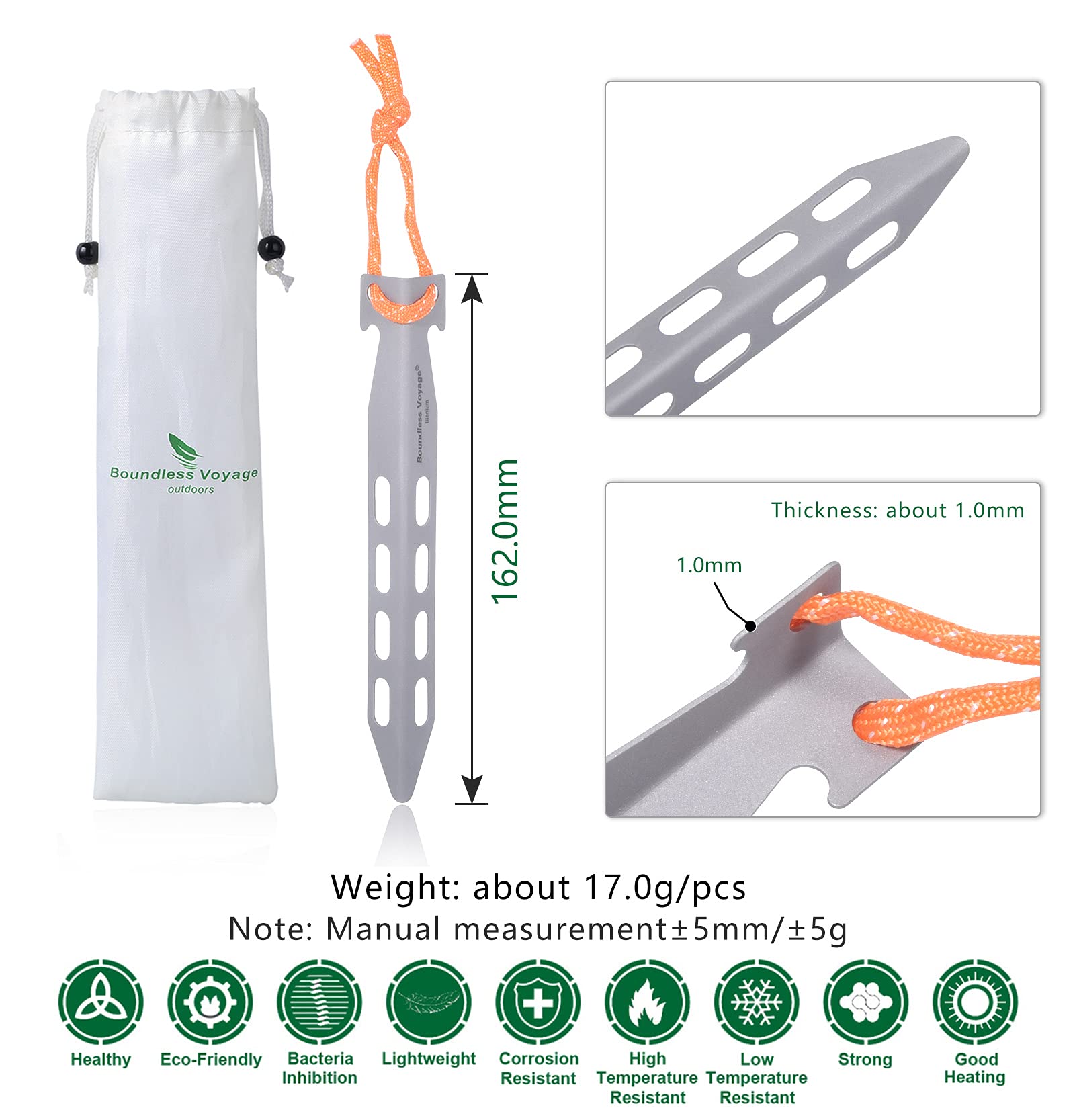iBasingo Titanium Alloy Pegs Camping Tent Pegs Outdoor Stakes Camp Tent Nail Tent Hardware 4 pcs/Lot-Ti4010P