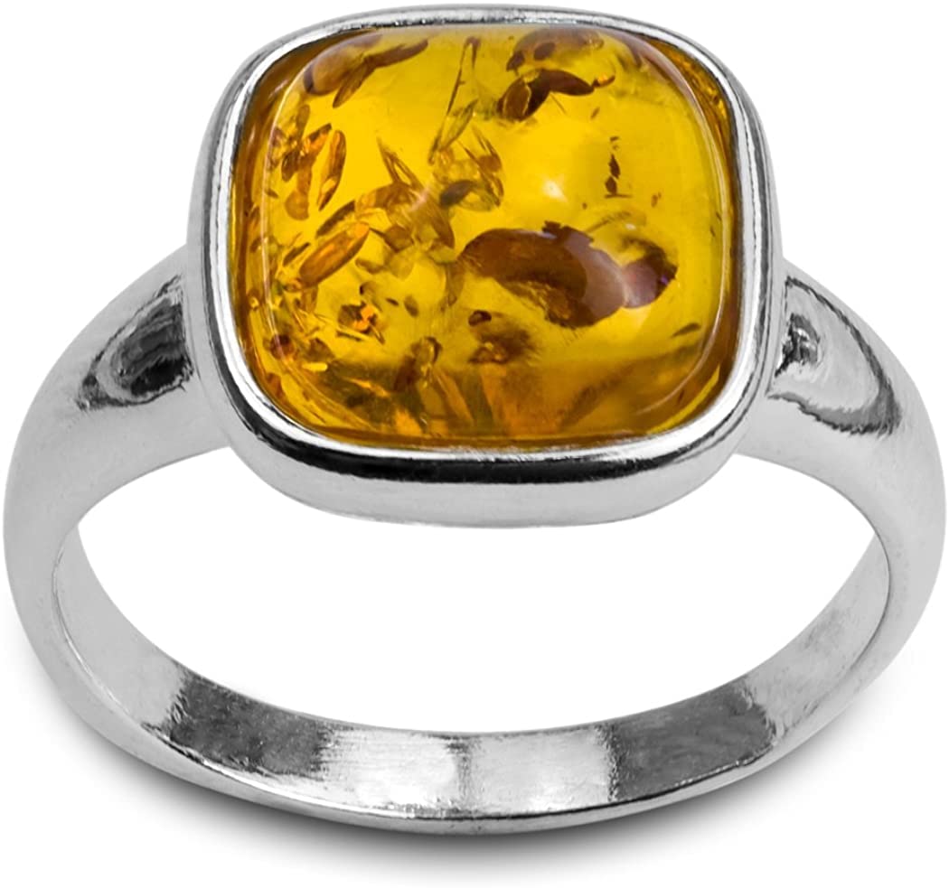 Ian and Valeri Co. Amber Sterling Silver Square Ring