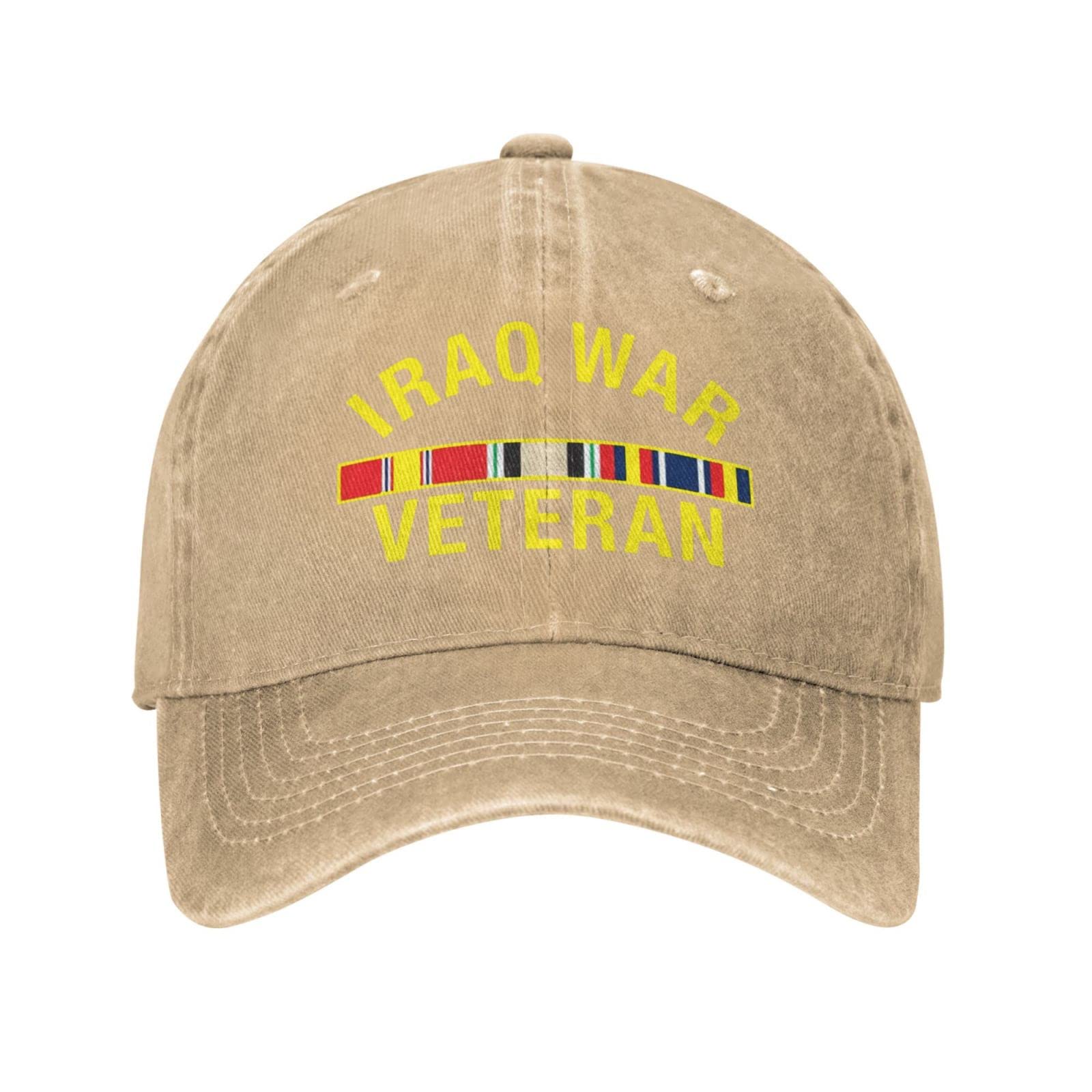 Menglo Iraq War Veteran Unisex Adjustable Cap Trucker Hats Dad Baseball Hats Cotton Cowboy hat Natural