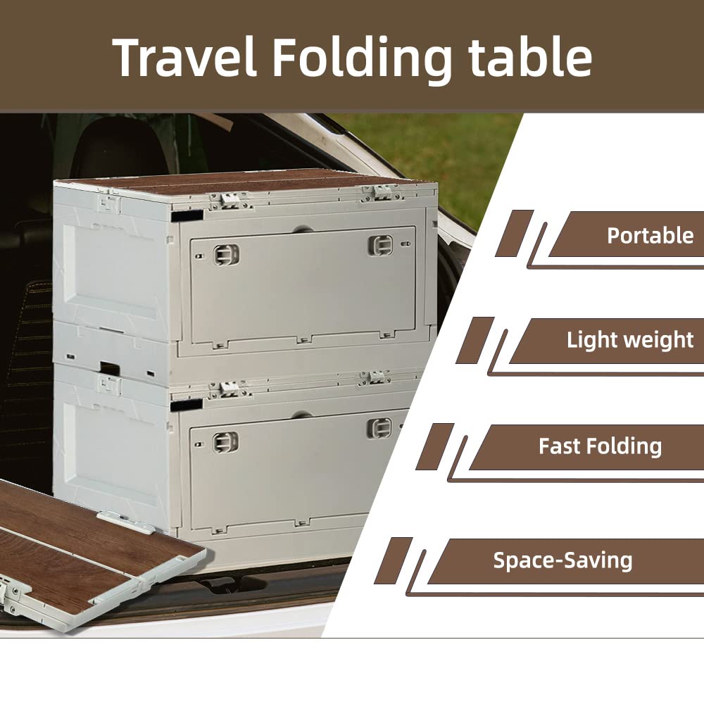 Lightweight Camping Table Folding with Storage Adjustable Legs Portable Plastic Cook Station for Outdoor BBQ, Party, Picnic, Organizer for Food Materials, with Expandable Desktop White