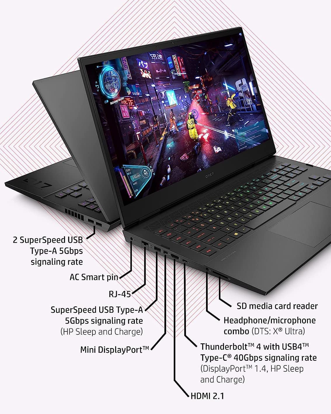 HP OMEN 17.3" 165Hz Gaming Laptop, Intel 12th Core i7-12700H, 32GB DDR5 RAM, 1TB PCIe SSD, Backlit Keyboard, NVIDIA GeForce RTX 3070Ti, HD Webcam, Win 11 Pro, Black, 32GB Hotface USB Card
