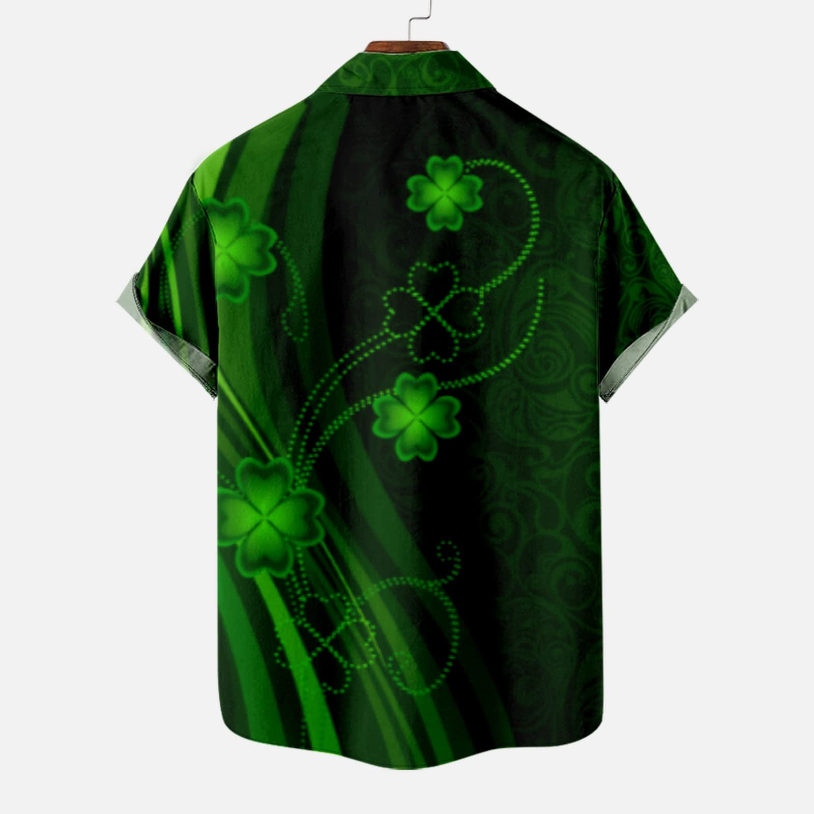 Mens St Patricks Day Shirt Irish Clover Print Button Down Shirts Short Sleeve Casual Loose Fit Beach Tshirts Tee Tops