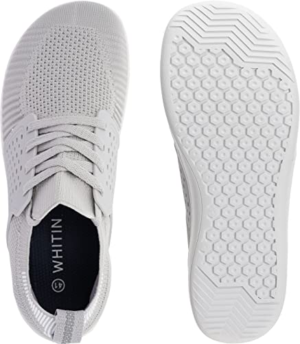 WHITIN Men's Trail Running Shoes Minimalist Barefoot Sneakers Extra Wide Width Toe Box Size 8W Gym Low Zero Drop Minimus Hiking Lifting Light Grey 41