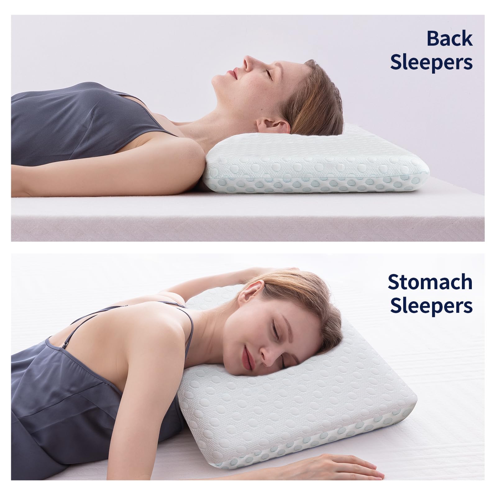 Hcore Ultra Thin Pillow 3.25" Stomach Sleeping, Slim Pillow for Side Back Stomach Sleepers, Gel Infused Memory Foam Pillow with Two-Sided Pillow - CertiPUR-US - Standard