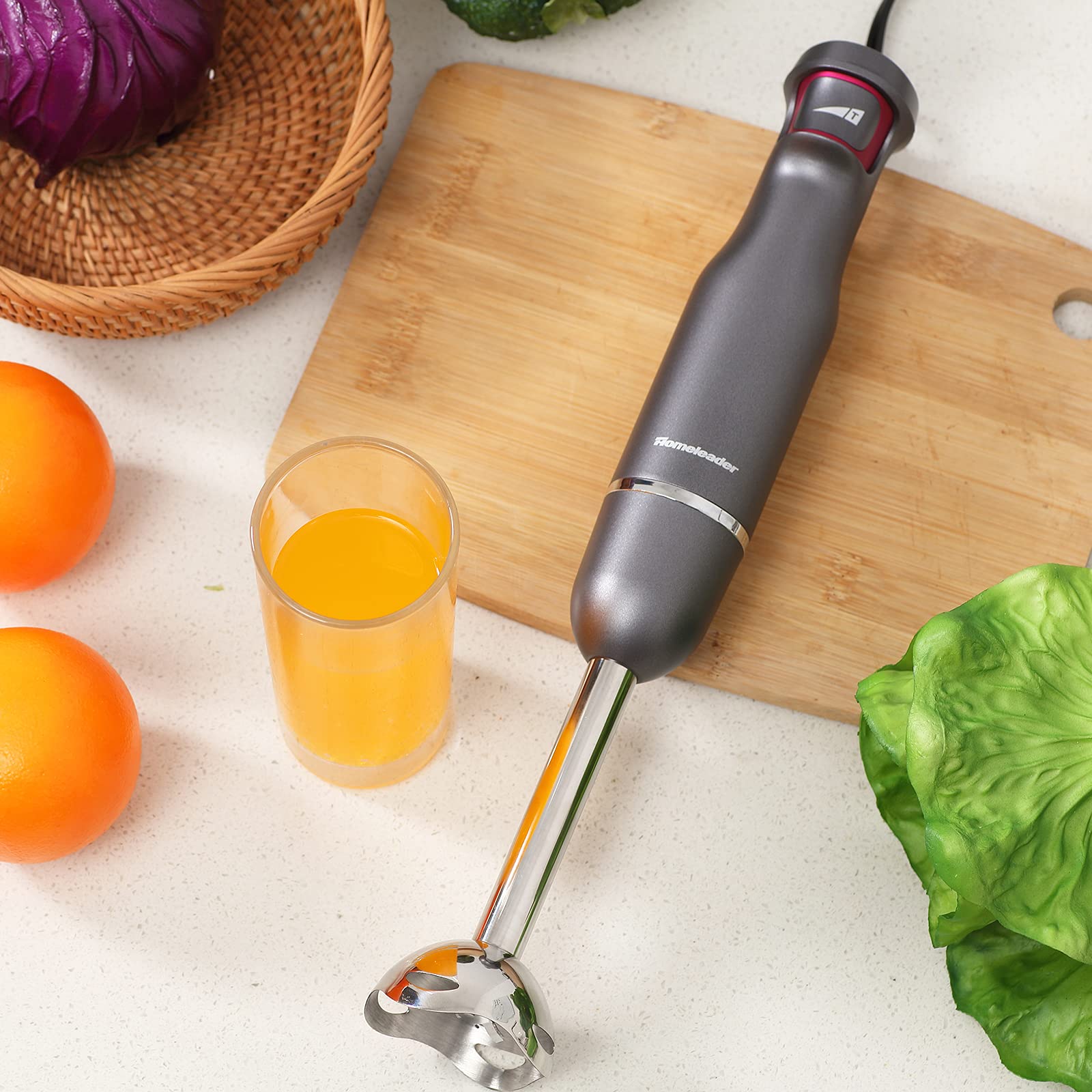 Immersion Blender Handheld, 500W Portable Hand Blender, Smart Pressure Speed Control, Easy Control Grip Stick Mixer Perfect for Smoothies, Baby Food & Soup, Gray
