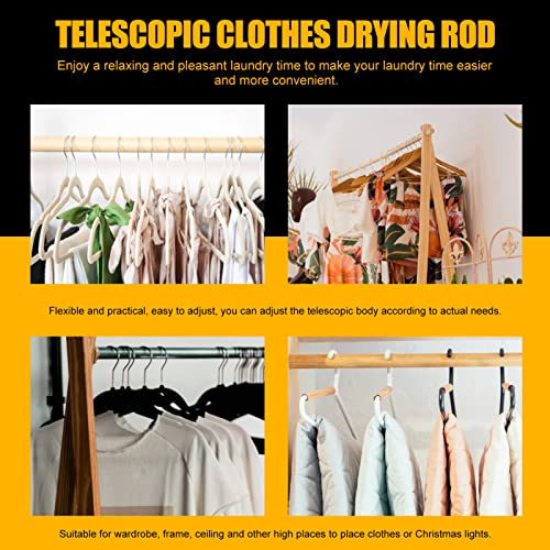 YARNOW White Shelf 49.2 Inch Extendable Reach Pole with Hook, Retractable Reach Stick, Telescoping Reach Closet Pole for Closet Ceiling Outdoor Clothesline () Shower Curtain Hooks