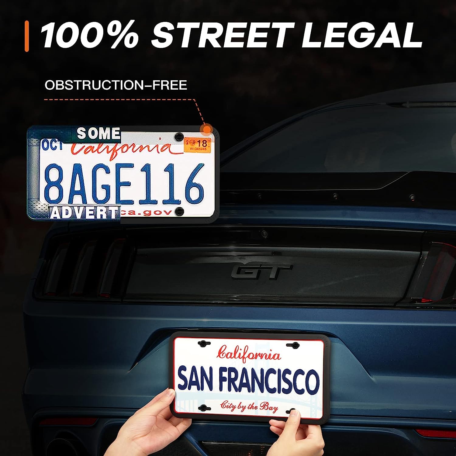 HOTOR Silicone License Plate Frames - 2 Pack License Plate Holders, Exterior Car Accessories for Men & Women, Plate Frame, Rust-Proof, Rattle-Proof, Weather-Proof - Black