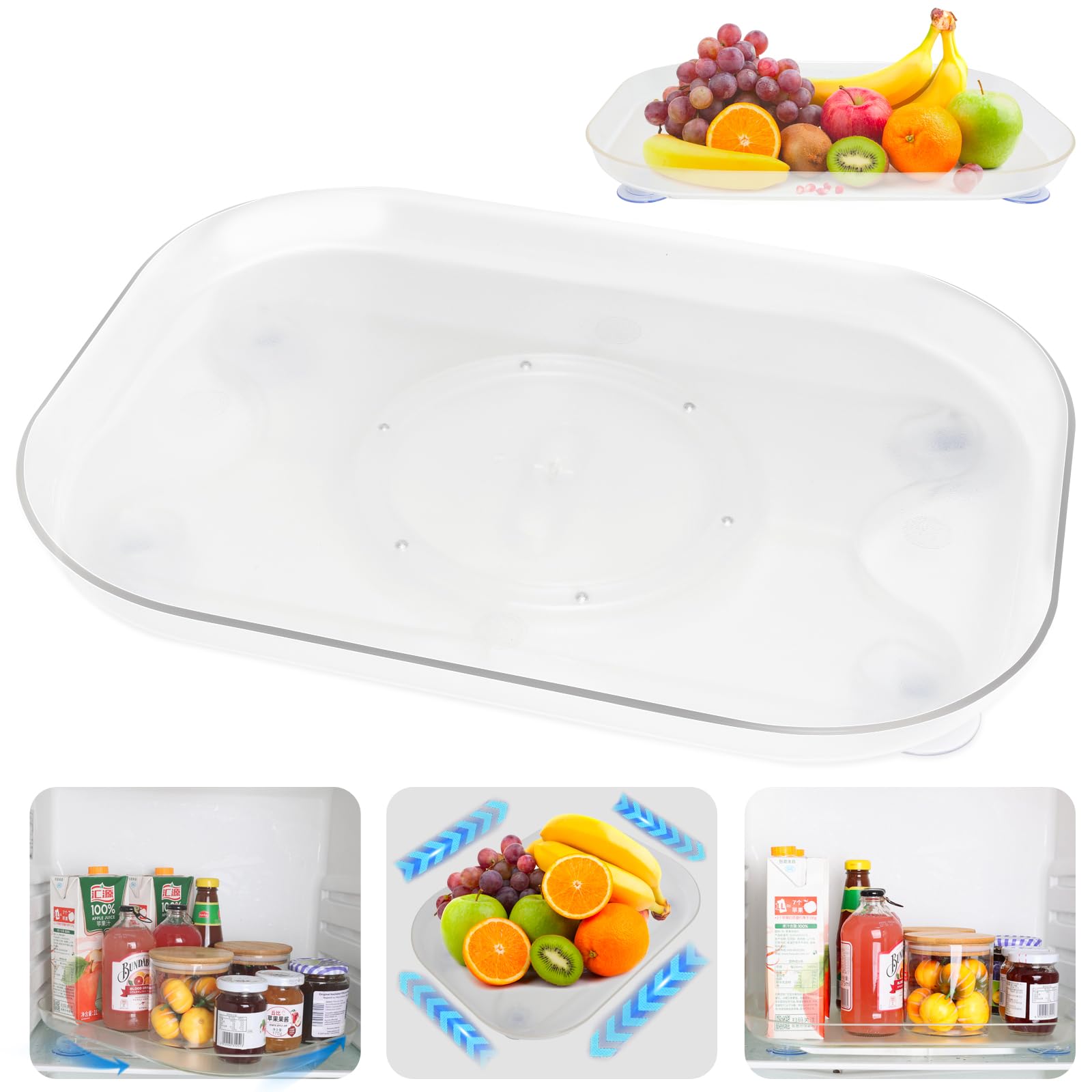 Lazy Susan Turntable Organizer for Refrigerator,Lazy Susan for Fridge 15.67'' Clear Fridge Organizer Storage,Lazy Susan for Pantry, Cabinet, Table,Kitchen, Countertop