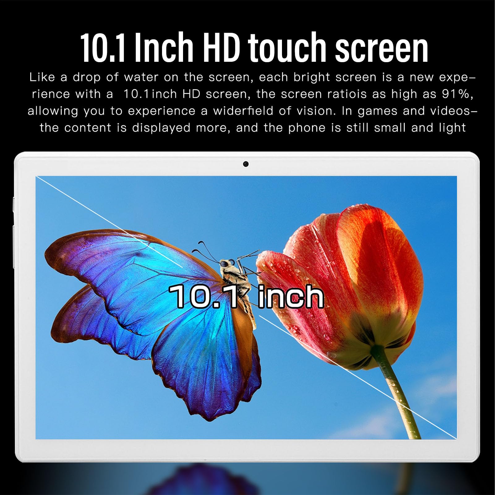ICRPSTU 2 in 1 Tablet, 4G LTE 5G WiFi US Plug 100‑240V 12GB 256GB Memory 10.1 Inch Screen Gaming Tablet with Keyboard Earbuds for School (#1)