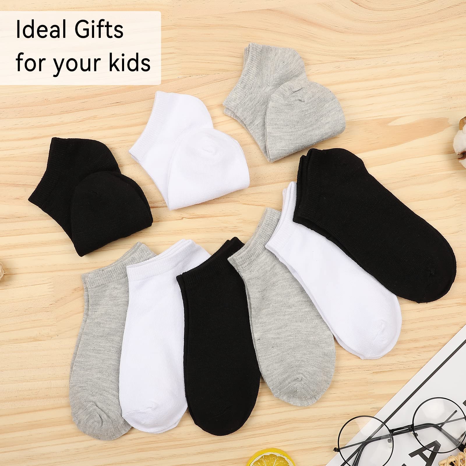KEREDA 25 Pairs Kids Ankle Socks for Boys Girls Toddler Half Cushion Low Cut Athletic Socks 6-8Y (Multicolor 3)