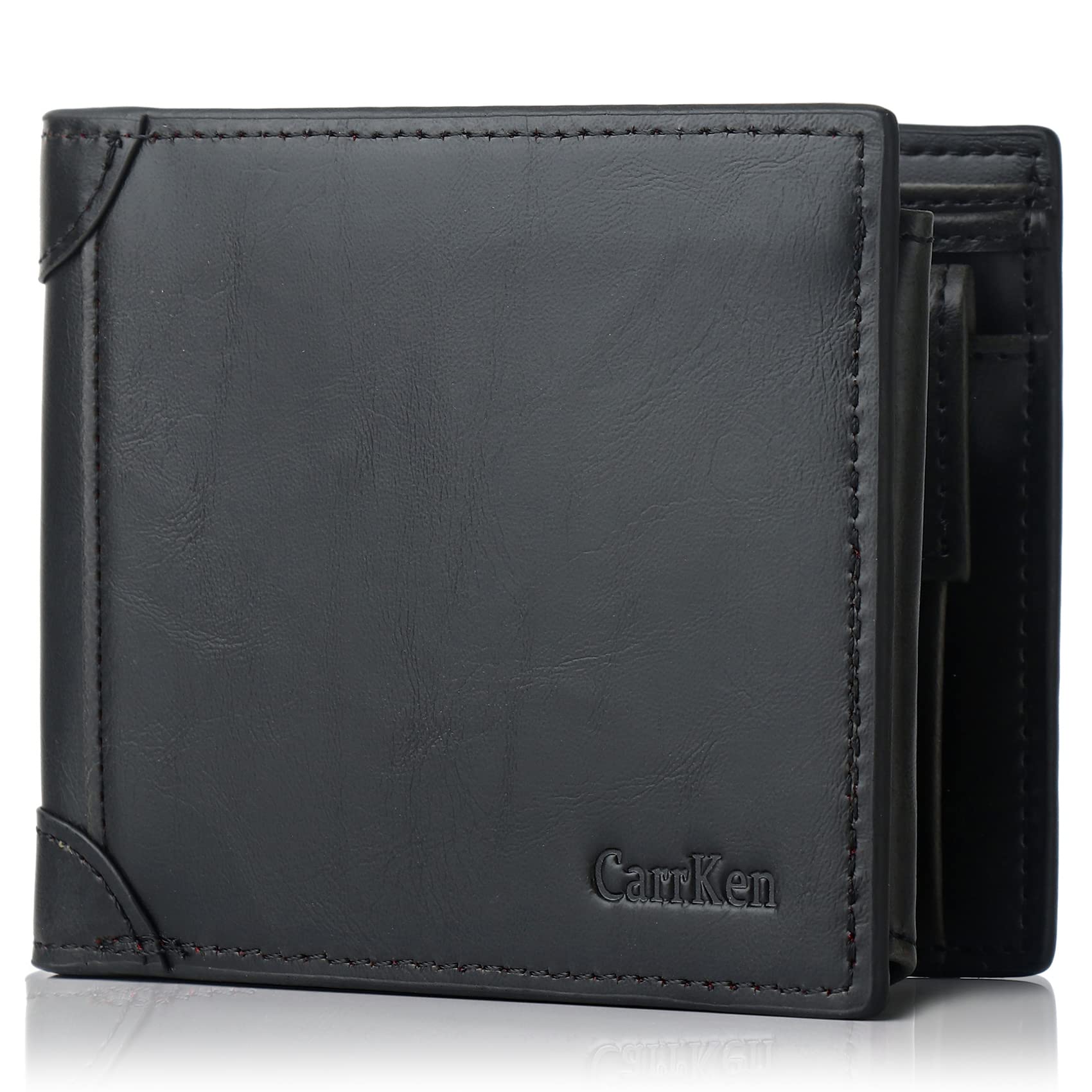 Mens Wallet Super Large Capacity Bifold RFID Blocking Wallet with Coin Pocket Bifold wallets for men in Stylish Gift Box (Black)