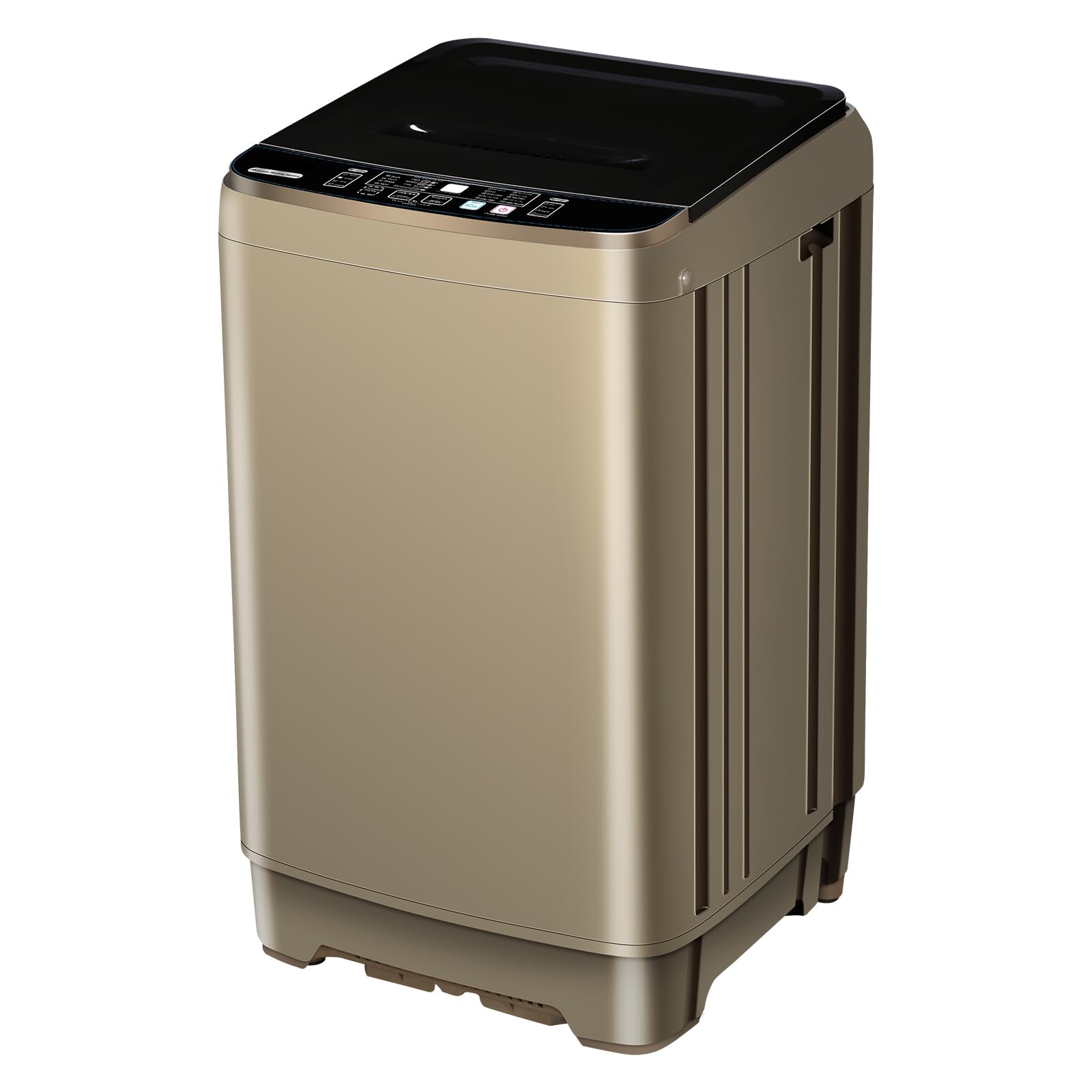 Iorbur Full Automatic Washing Machine, 15.6 lbs Top Load Portable Washer with Drain Pump, LED Display with 10 Programs & 8 Water Levels Selections, Ideal for Apartment, Dorm, RV, Camping, Dark Gold