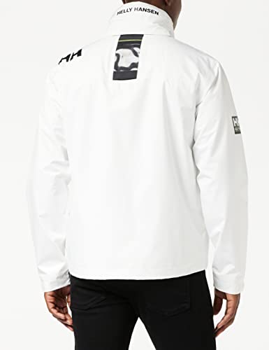Helly Hansen Men's Crew Hooded Midlayer Fleece Lined Waterproof Raincoat Jacket, 001 White, XX-Large