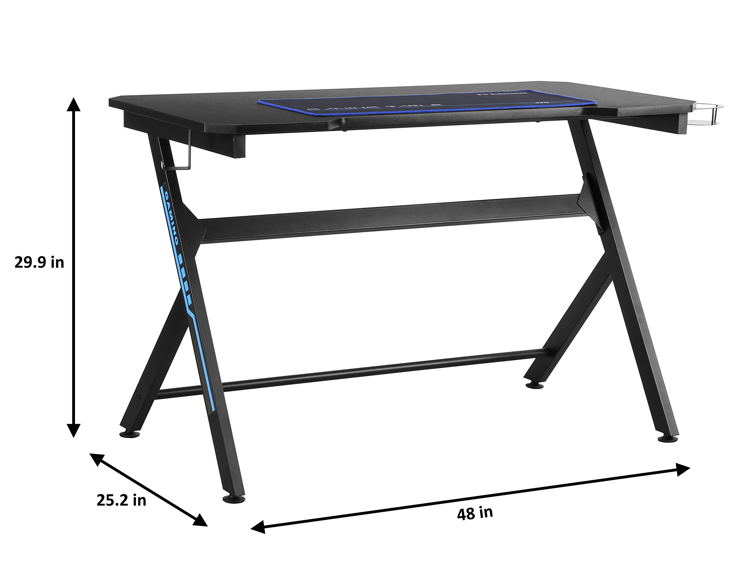 JJS 48" Home Office Gaming Computer Desk with Cable Management, R Shaped Large Gamer Workstation PC Table with Cup Holder Headphone Hook Mouse Pad, Black Manufacturer Brand Name