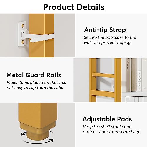 Tribesigns Modern Bookshelves and Bookcases with Doors 11.8in Depth Floor Standing 5 Shelf Display Storage Shelves Bookcase Home Decor Furniture for Home, Office, Living Room, Bedroom