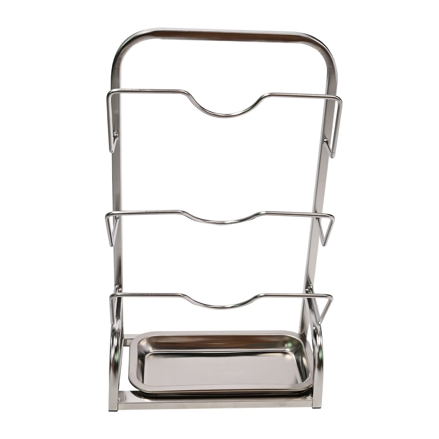 ikare Pot Lid Organizer Rack For Bakeware Pot Lid Holder Organizer Scratch Protection Lid Stand Wall Mounted Pan Lid Holder (Silver)