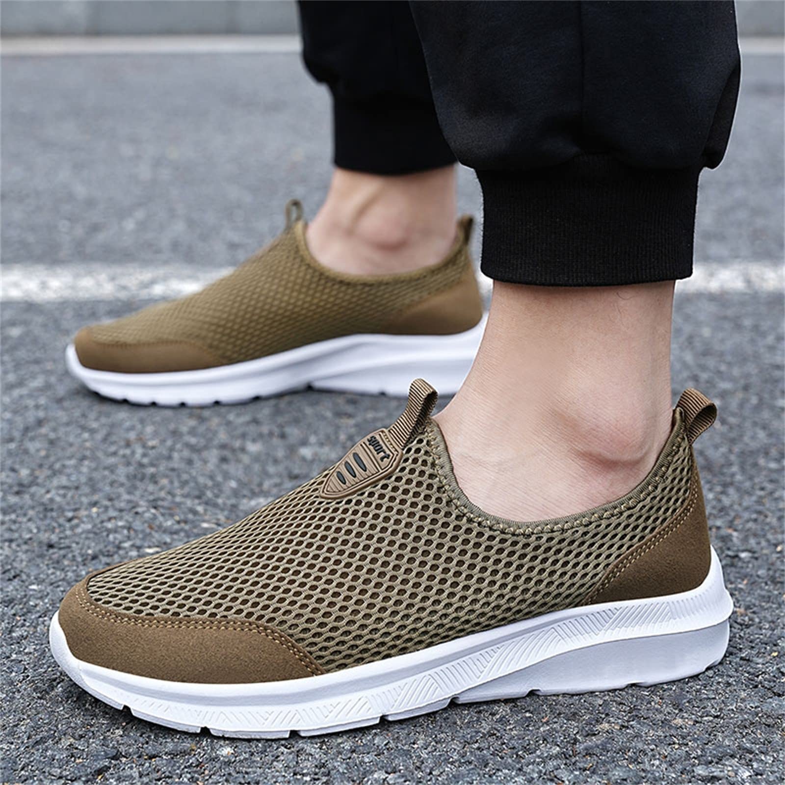 Men Solid Color Mesh Lace Up Casual Shoes Comfortable Breathable Soft Sole Sneakers Mens Summer Sneakers