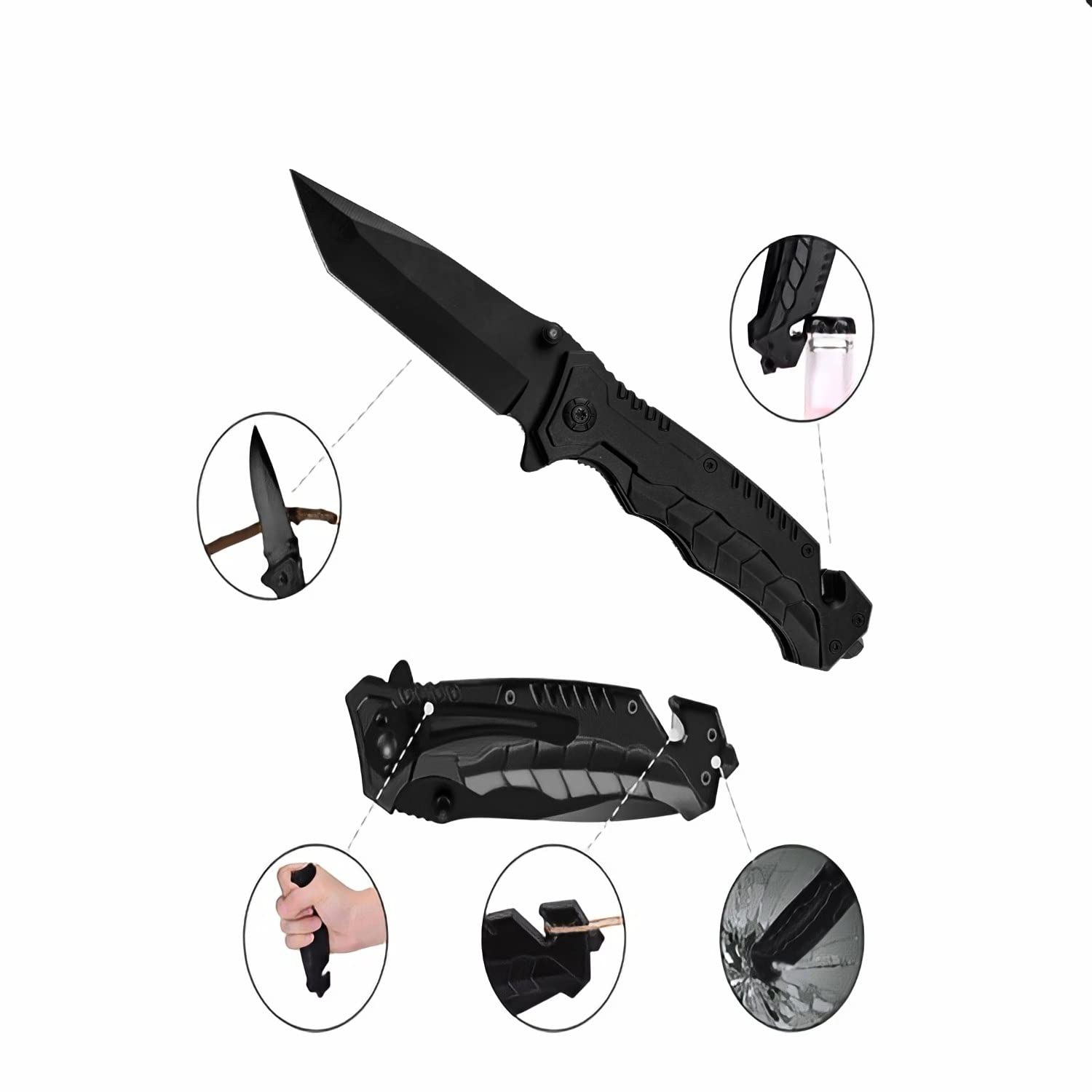 Labstandard Pocket Folding Knife,3.54โ Stainless Steel Blade and Aluminum Handle-Tanto Blade,Liner-Lock and Pocket Clip (Tanto)
