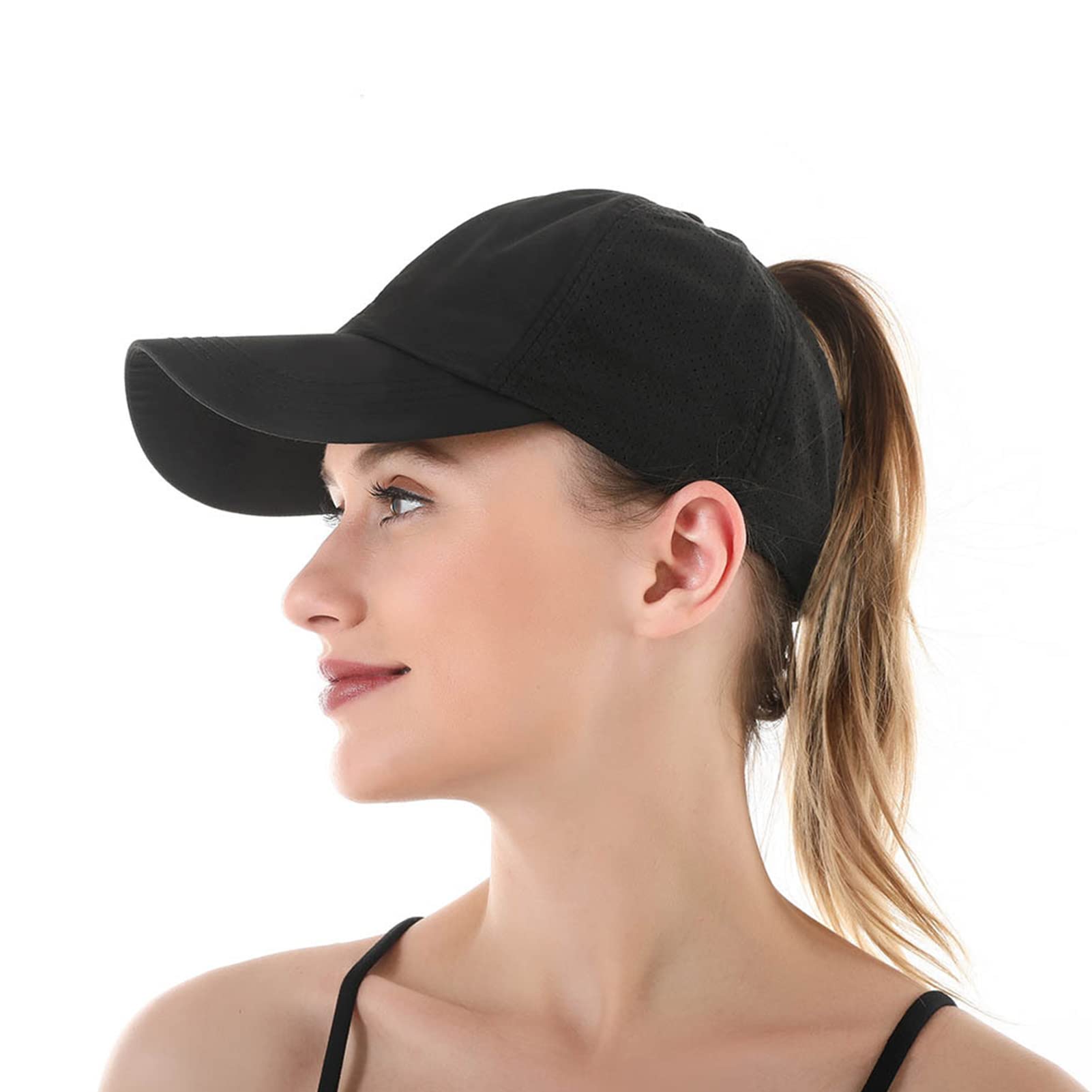 LUCKYBUNNY Women Men Tie Dye Criss Cross Ponytail Baseball Caps Adjustable Sports Hats Messy Bun Ponycap