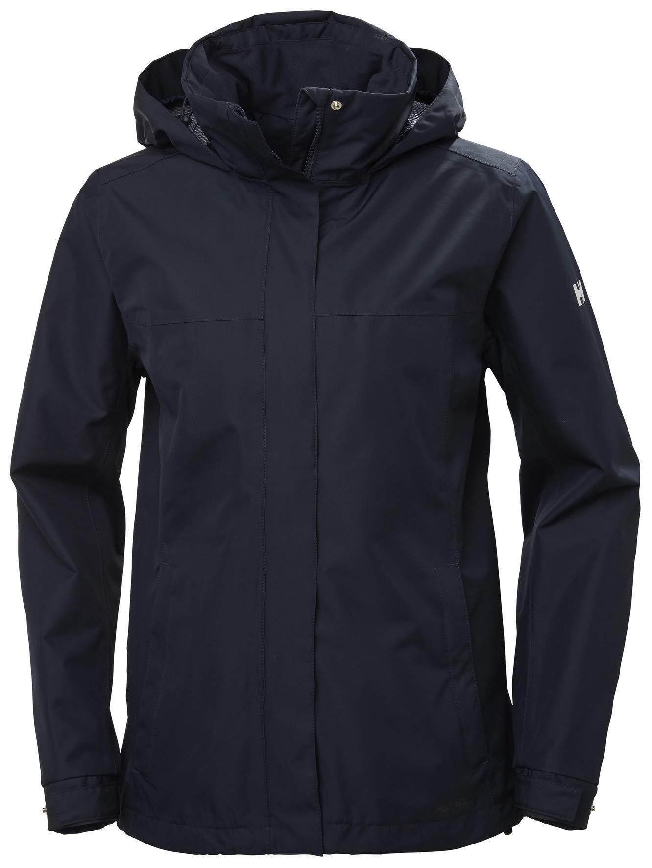 Helly-Hansen Women's Aden Waterproof Windproof Breathable Packable Hood Rain Coat Jacket, 597 Navy, X-Small