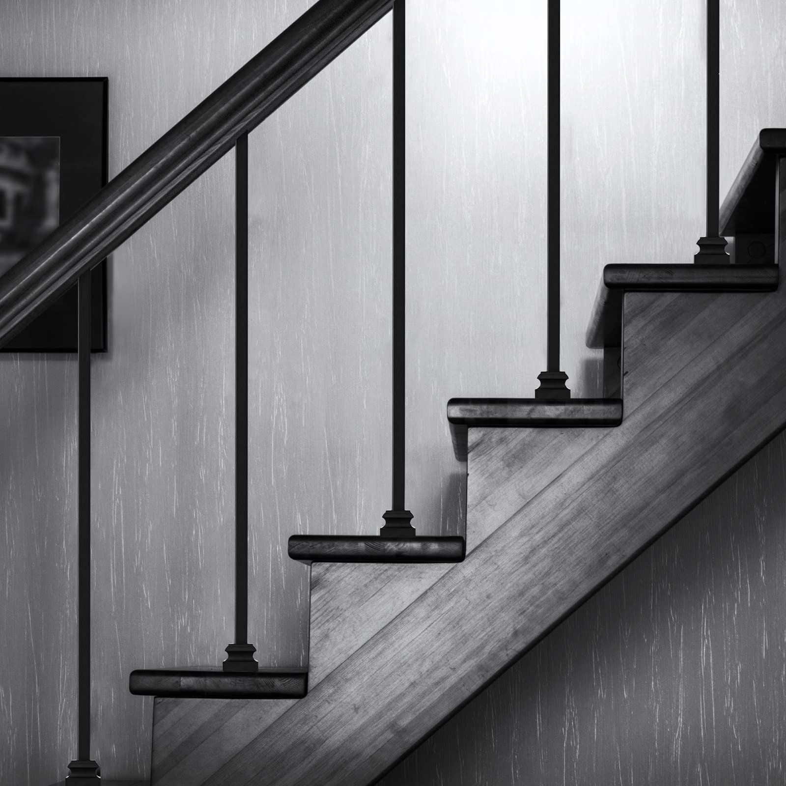 Iron Baluster Shoes Stair Flat Shoe with Screw for 1/2 Inch Square Scroll Basket Twist Knuckle Staircase Balusters Metal Spindle Railing, Satin Black (96 Pcs)