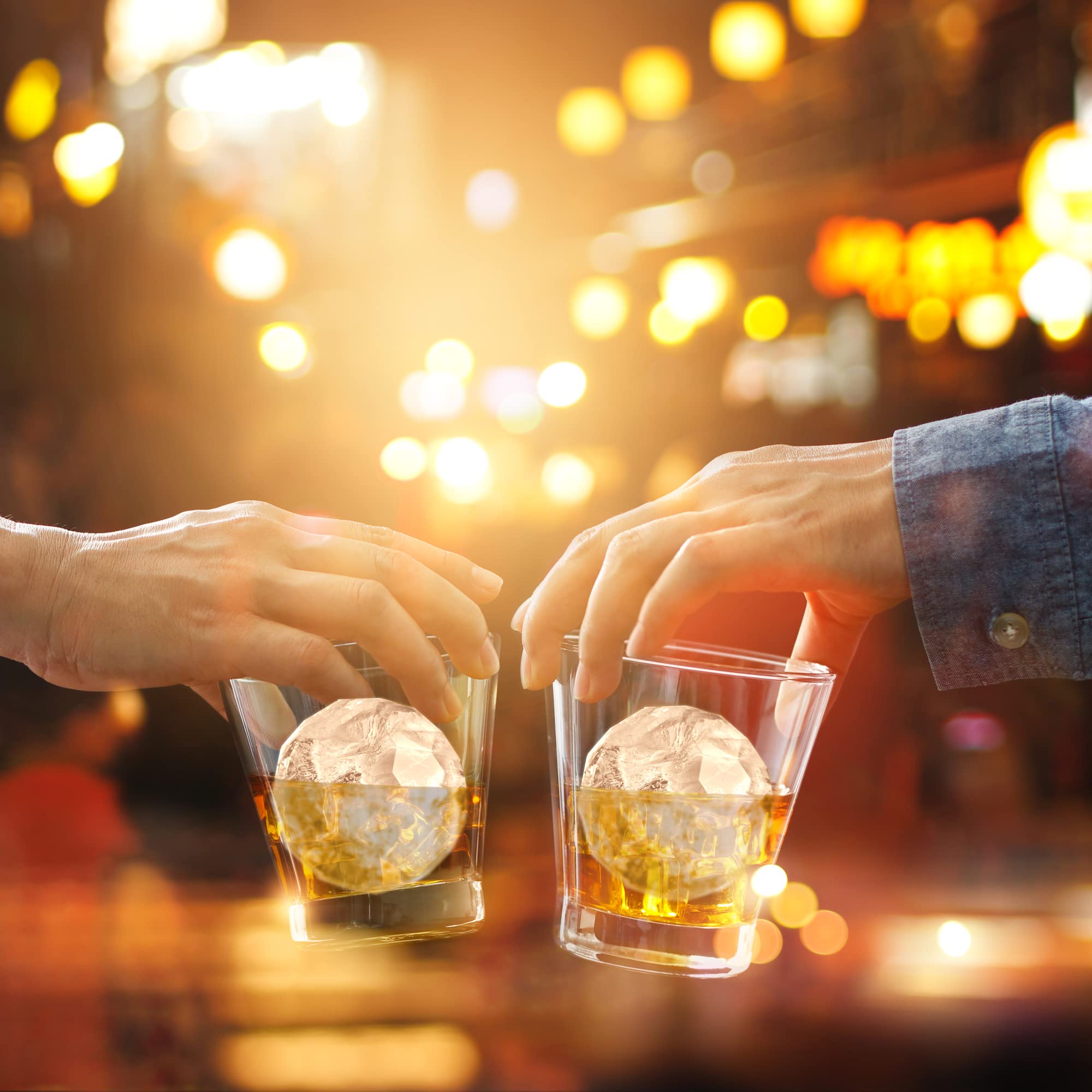 LUX Large Ice Molds for Cocktails – Geodesic Sphere and Square Ice Cubes for Whiskey or Bourbon - Large Ice Trays - Long-Lasting Ice Cubes - No Dilution Chilled Drinks