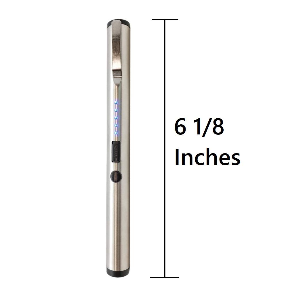 JC UNIVERSAL - Pen Style High Power Stun Gun Self Defense Protection Tool in Silver, USB Rechargeable