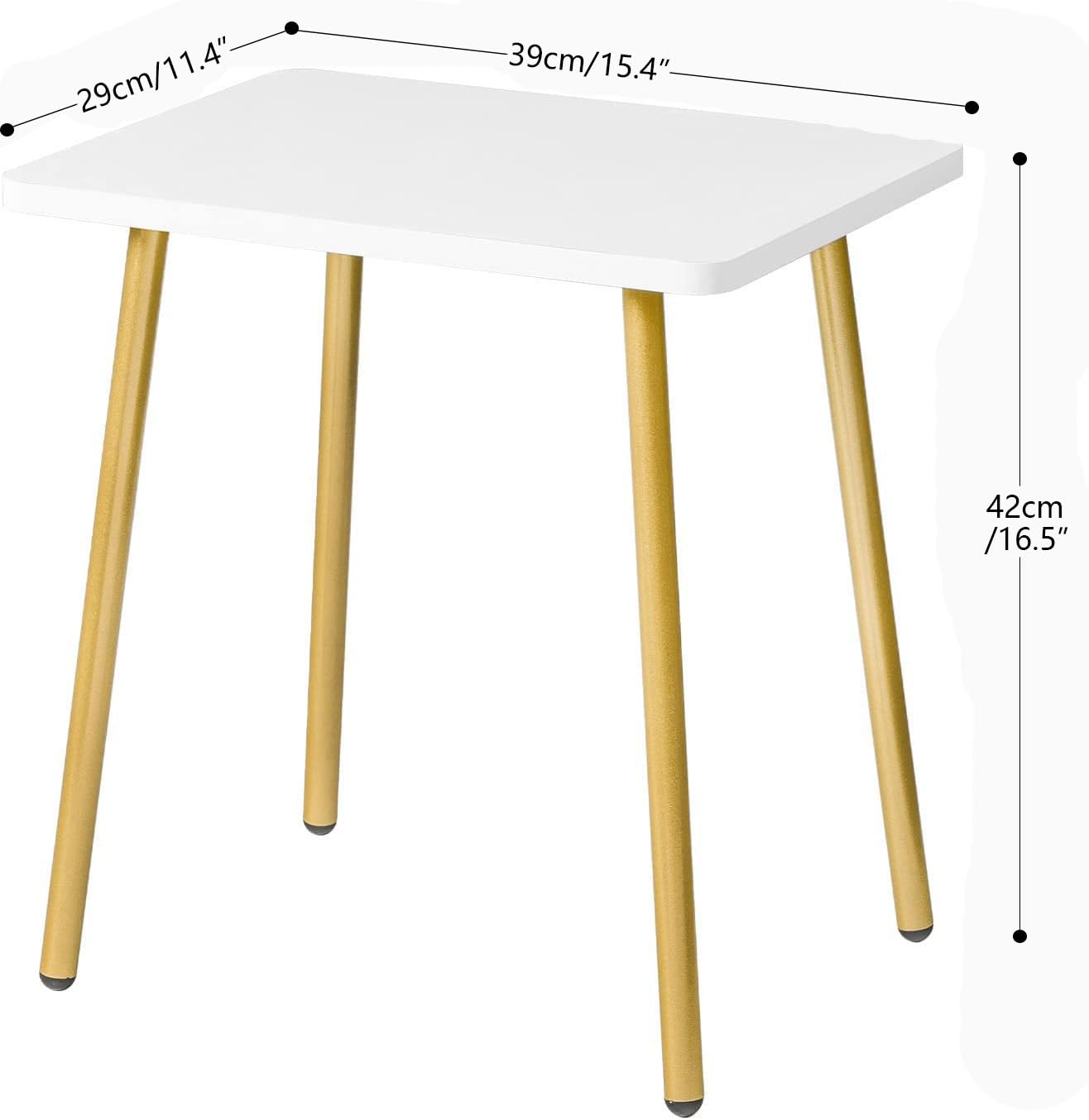 HOOBRO Side Table, Small White Accent End Table, Modern Nightstand for Living Room, Bedroom, Balcony, Easy Assembly, White and Gold DW87BZ01