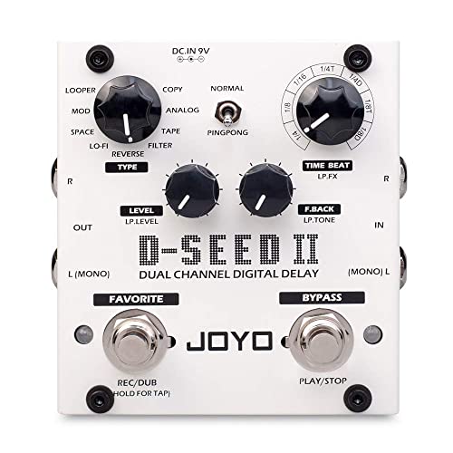 JOYO D-SEED-II Multi Pedal Effect, Stereo Looper Effect & Delay Pedal Effect for Electric Guitar Dual Channel & 8 Digital Delay Modes
